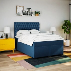 Box spring postel s matrací modrá 160x200 cm textil 3290552