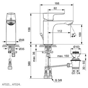 Ideal Standard Connect Air Baterie umyvadlová A7021AA