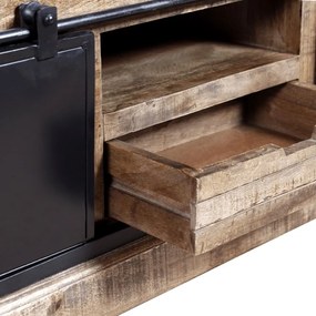 vidaXL TV stolek s 2 posuvnými dvířky, masivní mangovníkové dřevo 110x30x45 cm [244019]