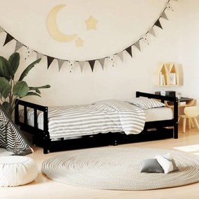 vidaXL Dětská postel se zásuvkami 90x190 cm masivní borové dřevo [834418] Barva: Černá