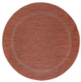 Šňůrkový koberec Relax ramka cihlový, kruh