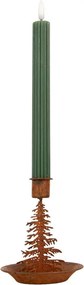 Rezavý rustikální svícen na úzkou svíčku stromek Tree Rust - Ø 11*13 cm