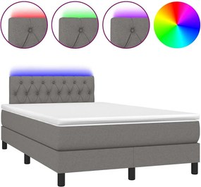Box spring postel s matrací a LED tmavě šedá 120x200 cm textil 3133382