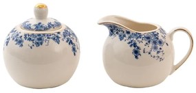 Porcelánová cukřenka a mlékovka talíř s modrými květy Blue Flowers - 11*9*8 / Ø 9*9 cm