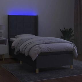 Box spring postel s matrací a LED tmavě šedá 90x190 cm textil 3138838