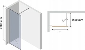 MEXEN KIOTO sprchová stěna walk-in 70x200 cm 8mm 800-070-000-00-00 - MEXEN