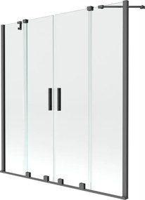 Mexen Velar Duo, posuvná 2-křídlová vanová zástěna 160x150 cm, 8mm čiré sklo, grafitová, 896-160-000-02-95