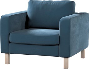 Potah na křeslo IKEA Karlstad, krátký barva modrá látka lesklé, sametová