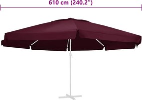 Náhradní potah na zahradní slunečník bordeaux červený 610 cm 312550