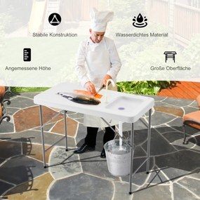 Costway Fish Cleaning Table Více přenosné rybí filé a lovecká stanice s dřezovou