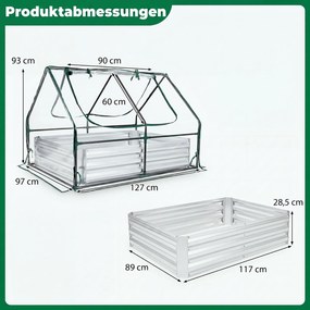 Costway Vyvýšený záhon se skleníkovým květináčem vyrobený z pozinkovaného kovu