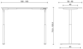 Elektricky výškově nastavitelný stůl SILENT — bílý, bez desky Antares