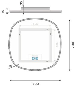 Nimco Oválné LED zrcadlo pr. 700 se dvěma dotykovými senzory