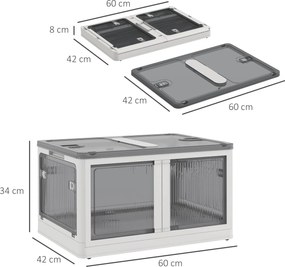 Úložný box Outsunny truhla 69L stohovatelný úložný box s kolečky skládací úložný box s pětistranným přístupem v bílé barvě | Aosom.de