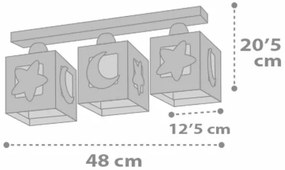 Dalber 63233NE - Dětské stropní svítidlo MOONLIGHT 3xE27/60W/230V