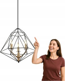 Maresmo Závěsná lampa 3-plamenná černá a zlatá Italux
