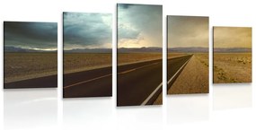 5-dílný obraz cesta uprostřed pouště - 200x100 cm