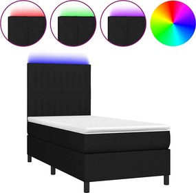 Box spring postel s matrací a LED černá 80 x 200 cm textil 3134991