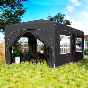 Skládací altán Outsunny 3x6 m s bočními panely UPF50+ - zahradní pavilon s nastavitelnou výškou a taškou pro přenášení pro kempování, párty, terasu