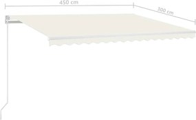 Ručně zatahovací markýza 450 x 300 cm krémová 3068917