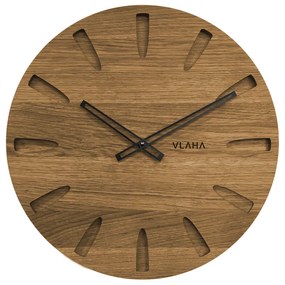 Velké dubové hodiny VLAHA vyrobené v Čechách s černými ručkami VCT1022