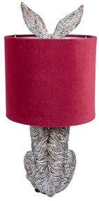Hnědo-bílá stolní lampa králík s červeným stínidlem Konijn – 20x43 cm