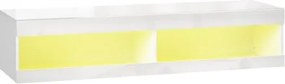 HOMCOM závěsný televizní nábytek s LED světly a dálkovým ovládáním, s přihrádkami, průchody pro kabely, 140x40x30 cm, vysoký lesk, bílá