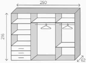 FALCO Šatní skříň Nova 250 dub sonoma