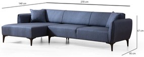 Hanah Home rozkládací modrá pohovka BELISSIMO s lenoškou vlevo 560ARE1805