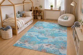 Dětský koberec protiskluzový BAMBINO 61540 modrý / béžový