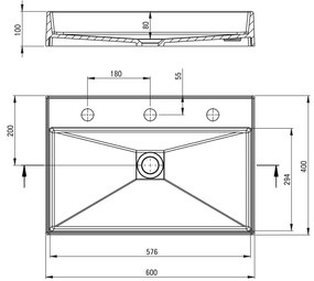 Deante Correo, kamenné umyvadlo na desku 60x40 cm, šedá, CQR_SU6S