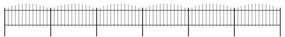 Zahradní plot s kopím nahoře ocelový 1070 x 75 cm černý