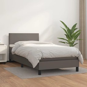 vidaXL Box spring postel s matrací 90x200 cm umělá kůže [3140982] Barva: Šedá
