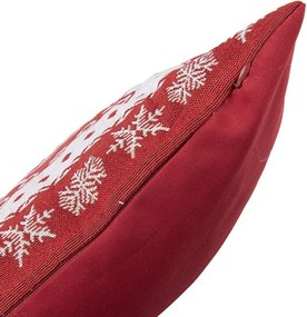 Červený dekorační polštář se sněhovými vločkami - 45*45*4 cm