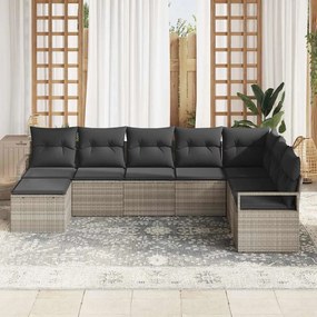 Set pohovek 8 ks Světle šedá polyratan 3346502