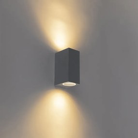 Sada 2 moderních nástěnných lamp tmavě šedých 2-světlo IP44 - Baleno