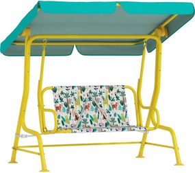 dětská dvoumístná houpačka s nastavitelnou stříškou a bezpečnostním pásem pro děti od 3 do 6 let do 60 kg 112x75x120 cm Zelená