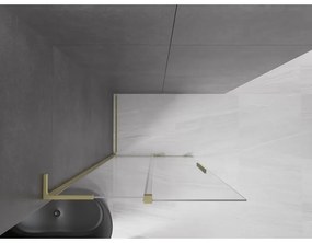 Mexen Velar L, posuvná sprchová zástěna Walk-in 110 x 200 cm, 8mm čiré sklo, zlatá matná, 871-110-003-03-55
