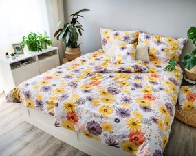Jahu ELSA DAISY květinový vzor, žluté, 3 dílné, bavlna hladká, 140x200cm + 70x90cm + 40x40cm