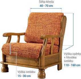 Bielastické potahy GRAFITI NOVÉ cihlové křeslo s dřevěnými rukojeťmi (š. 40 - 70 cm)