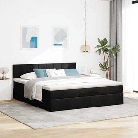 Osmanský rám postele s matrací černá 180x200cm textil 3311479
