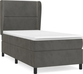 Box spring postel s matrací tmavě šedá 80 x 200 cm samet 3129118