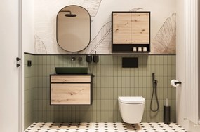 Závěsná skříňka pod umyvadlo Mossa 56 60 cm dub Artisan/černá