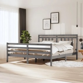 Rám postele šedý masivní dřevo 180 x 200 cm Super King,  3100671 HangarStore.cz