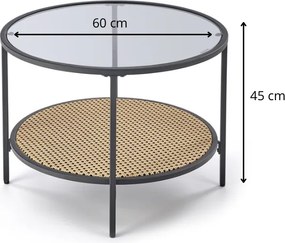 Konferenční stolek Dakota 60 cm hnědý/čirý