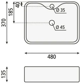 Sapho - Umyvadlo na desku BALENA 48x37 cm keramika/bílá