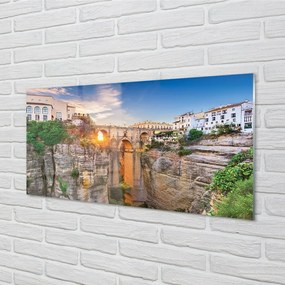 Obraz na skle Španělsko Bridge sunset 100x50 cm