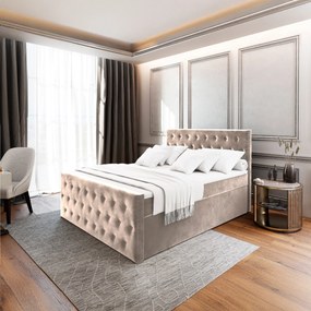 SFAB Kontinentální čalouněná postel FONT (140 x 200 cm) Barva látky: Modrá (Kronos 05)