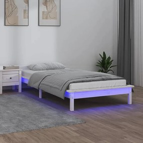 Rám postele s LED bílý 75 x 190 cm Small Single masivní dřevo