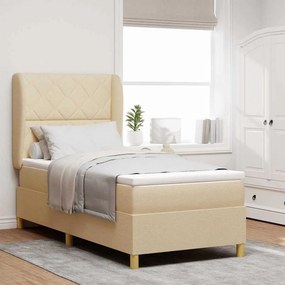 Postel s boxspringem s čelo Krémová 200 x 100 cm textil 3340807